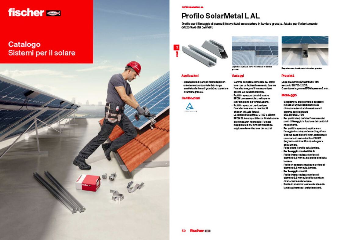 Sistemi di fissaggio per pannelli fotovoltaici su tegole e coppi - fischer
