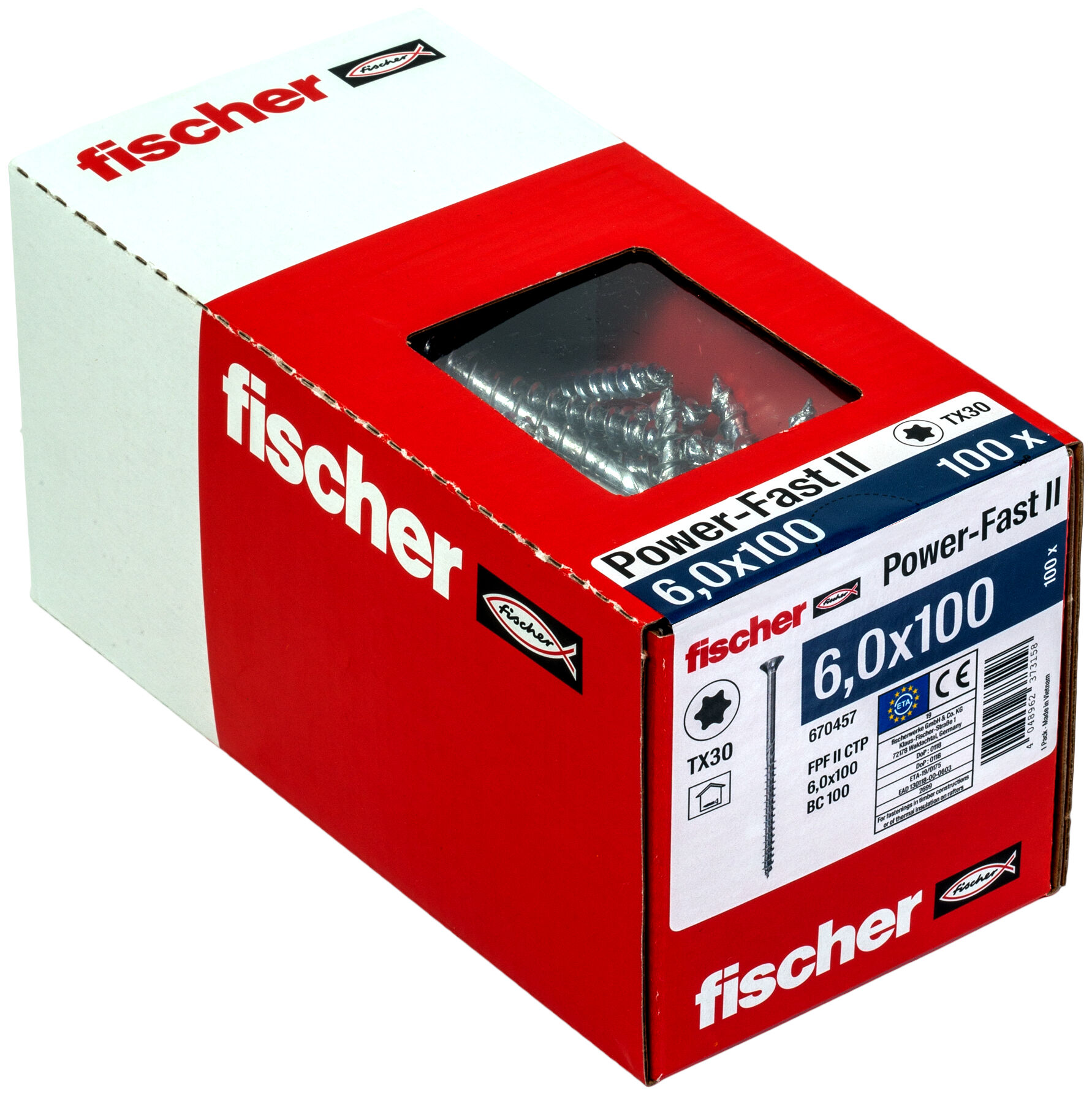fischer PowerFast II FPF II CTP 6,0 x 100 BC 100 Senkkopf mit ...