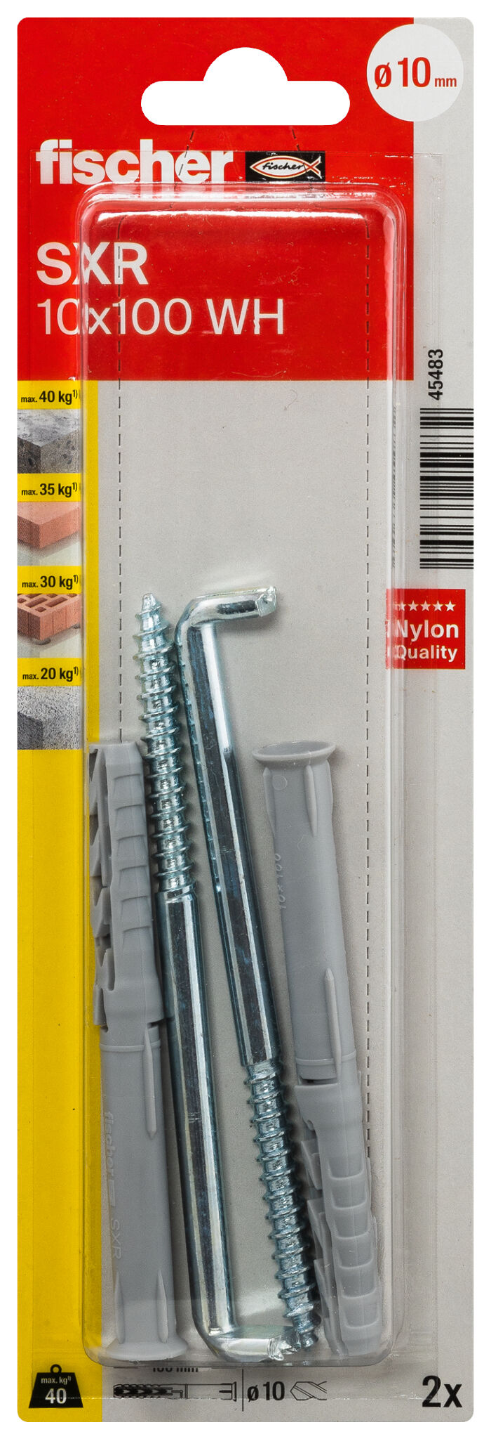 fischer Frame fixing SXR 10 x 100 WH with angle hook SB-card