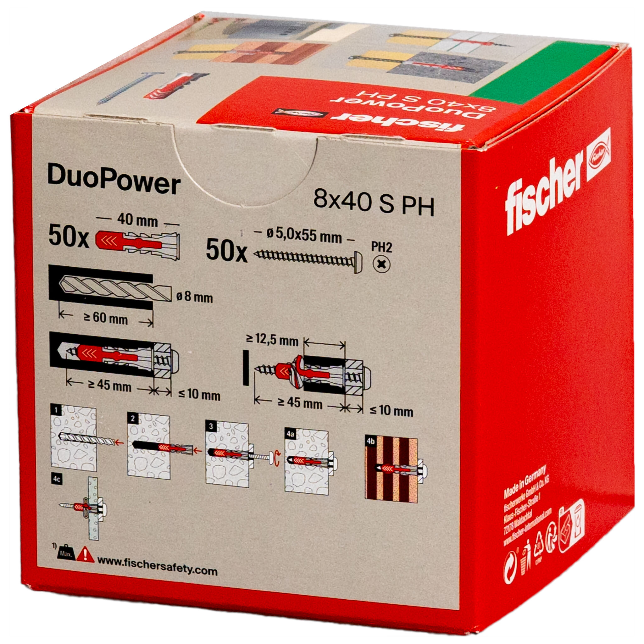 fischer DuoPower 8 x 40 PH Pan head