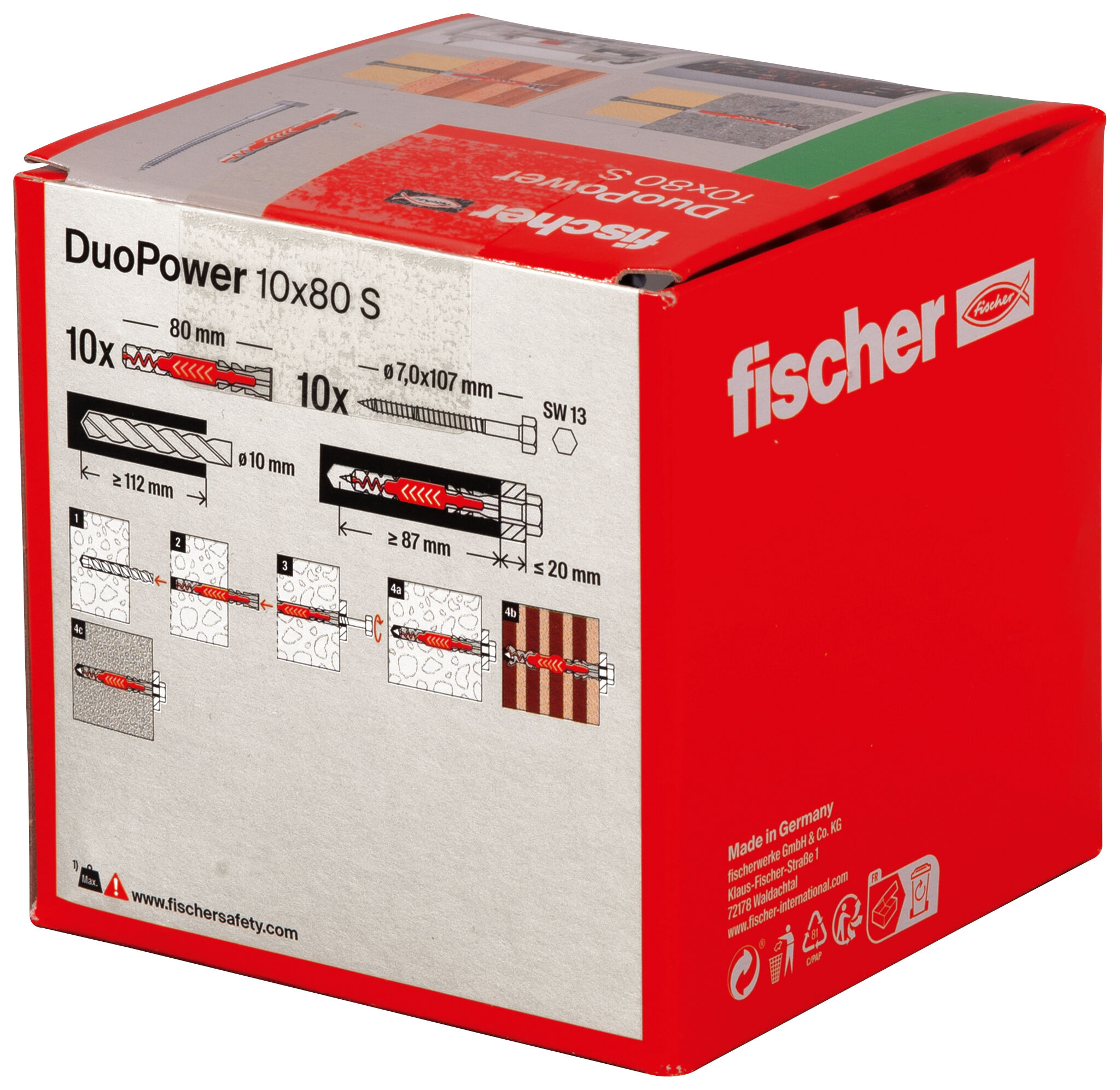 fischer DuoPower 10 x 80 with hexagon head screw