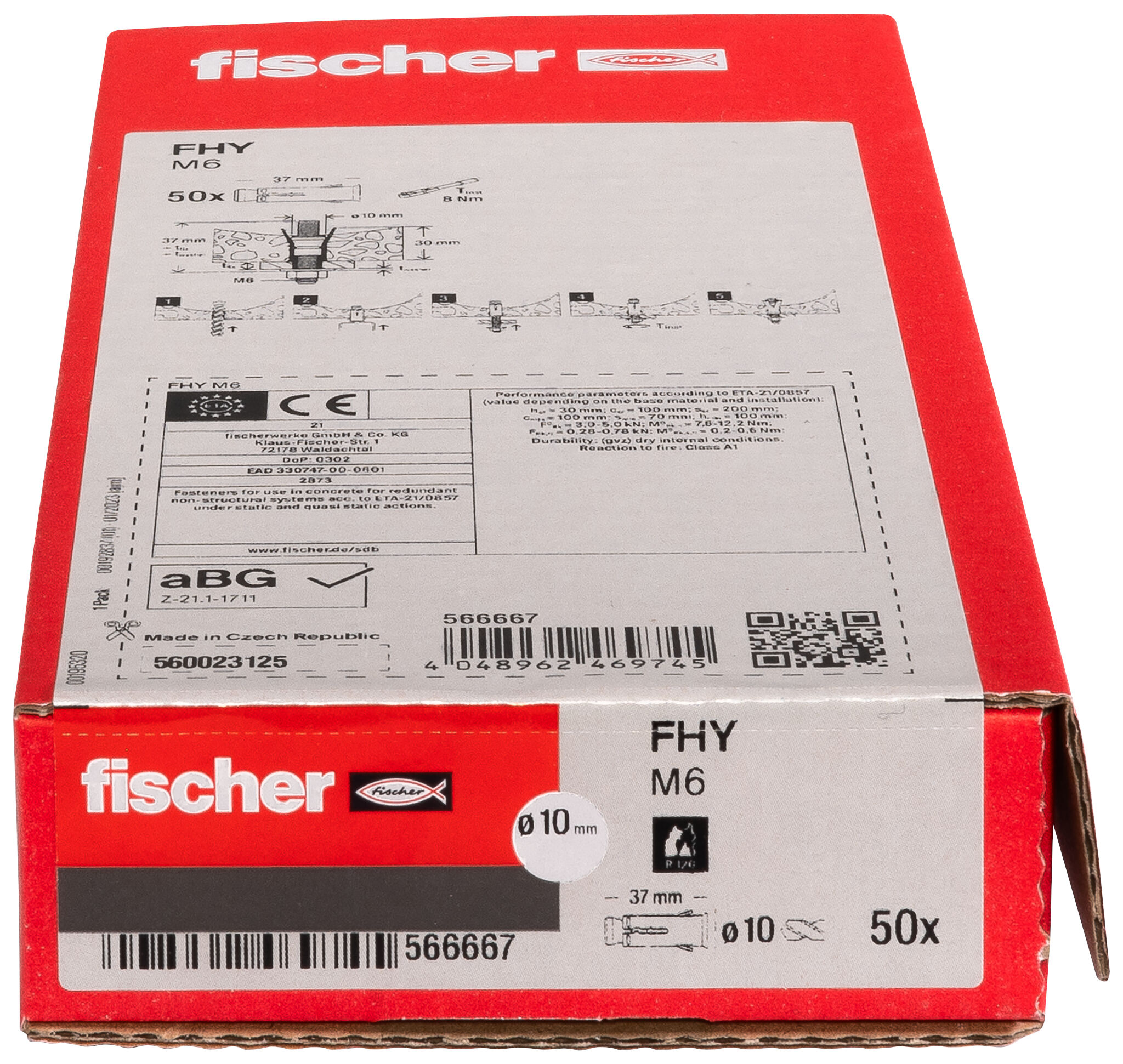 fischer Hollow-ceiling anchor FHY M6 electro zinc plated