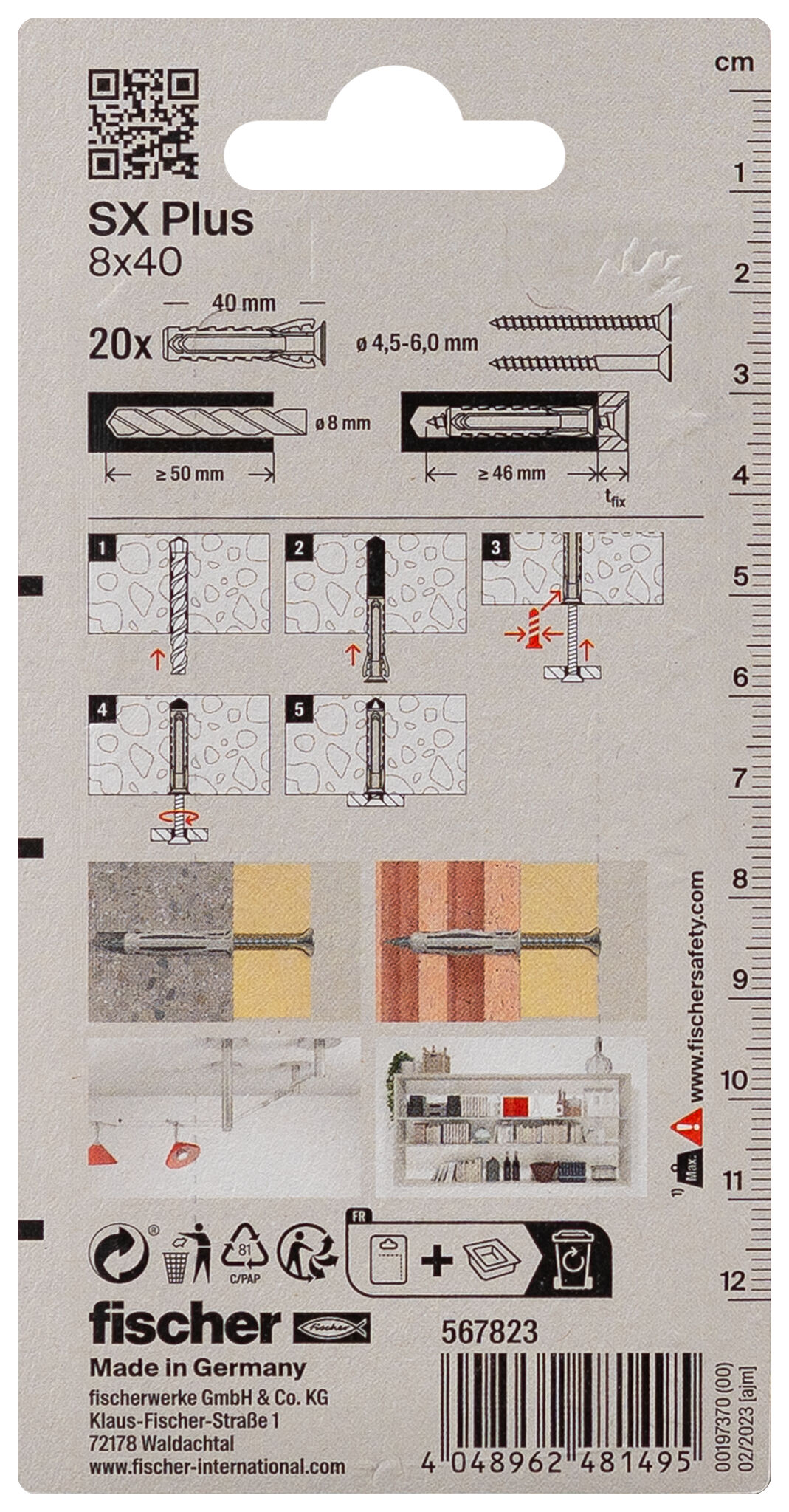 fischer Expansion plug SX Plus 8 x 40