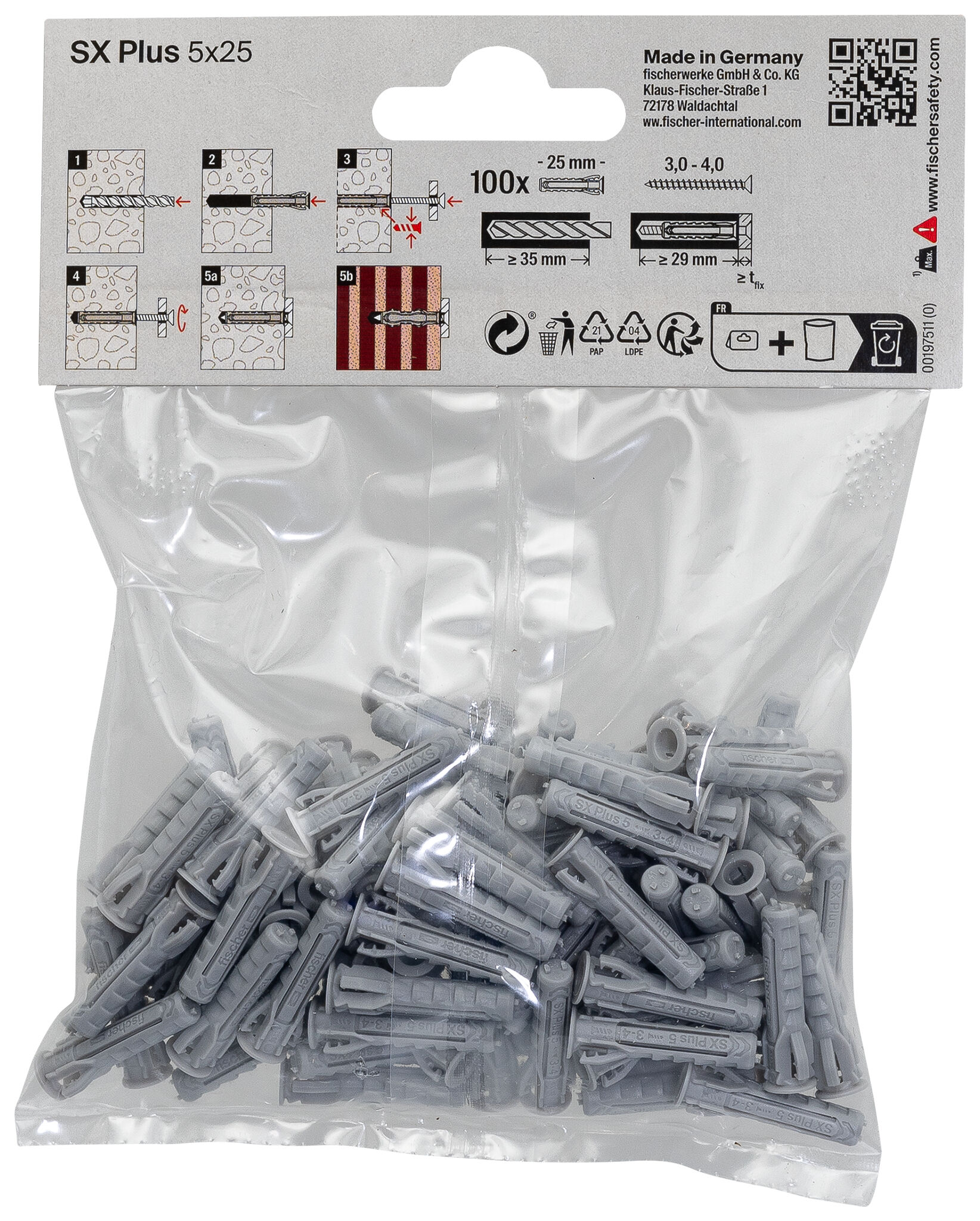 fischer Expansion plug SX Plus 5 x 25