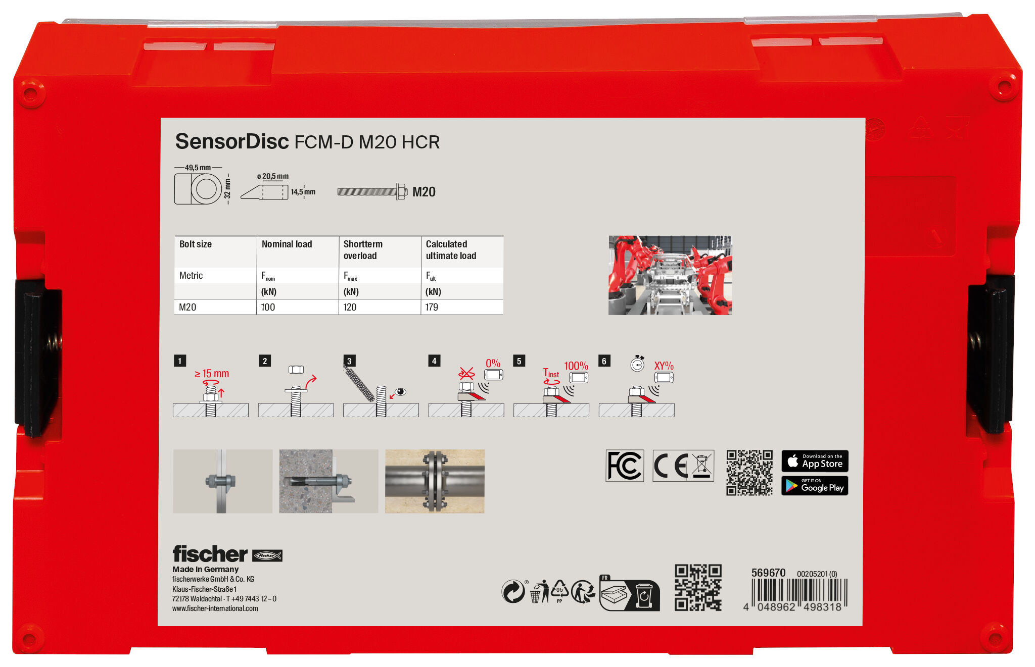 fischer SensorDisc FCM-D M20 HCR 20P highly corrosion-resistant steel