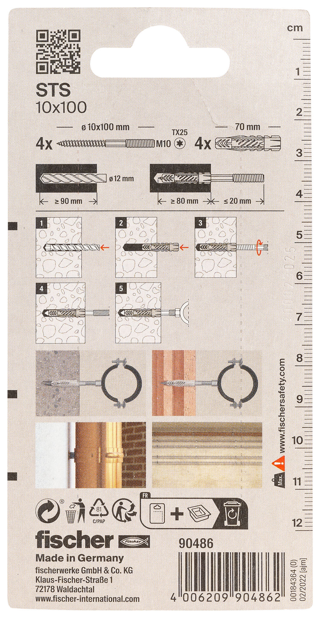 fischer Stud screw STS 10 x 100 + UX K