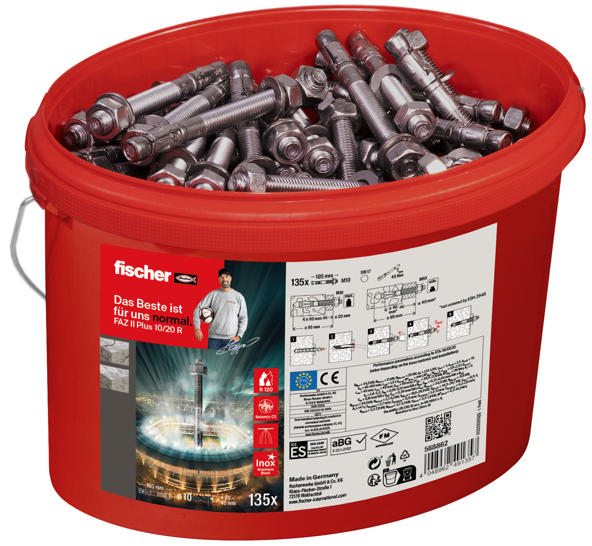 fischer Bolzenanker FAZ II Plus 10/20 R im Eimer